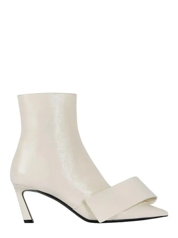 Givenchy Twisted Ribbon Ankle Boots In Shiny Naplack Leather - Ivory
