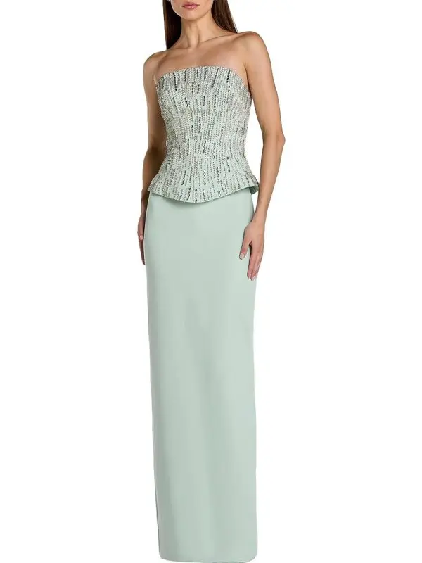 Mac Duggal Embellished Corset Strapless Column Gown - Mint