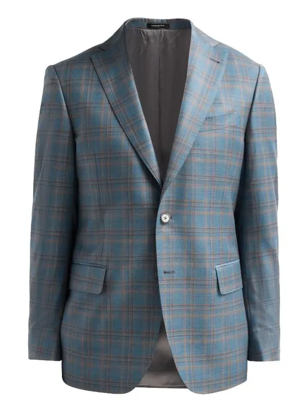 SAKS FIFTH AVENUE Collection Plaid Wool Sport Coat - Teal