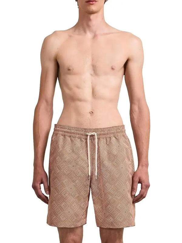 Frescobol Carioca Santos Madeira Printed Swim Shorts - Copper