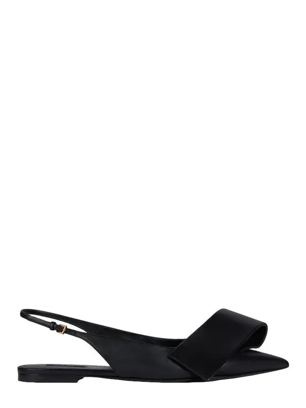 Givenchy Twisted Ribbon Flat Slingbacks In Leather - Black