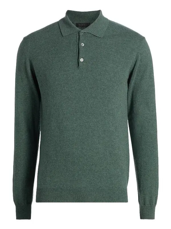 SAKS FIFTH AVENUE Collection Cashmere Long-sleeve Polo Sweater - Forest