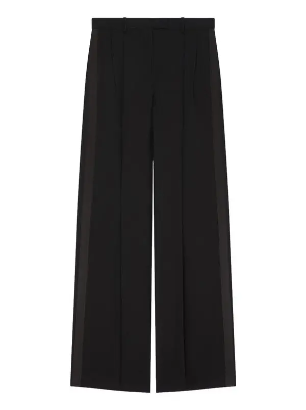 Givenchy Double Pleat Tuxedo Pants In Wool And Mohair - Black
