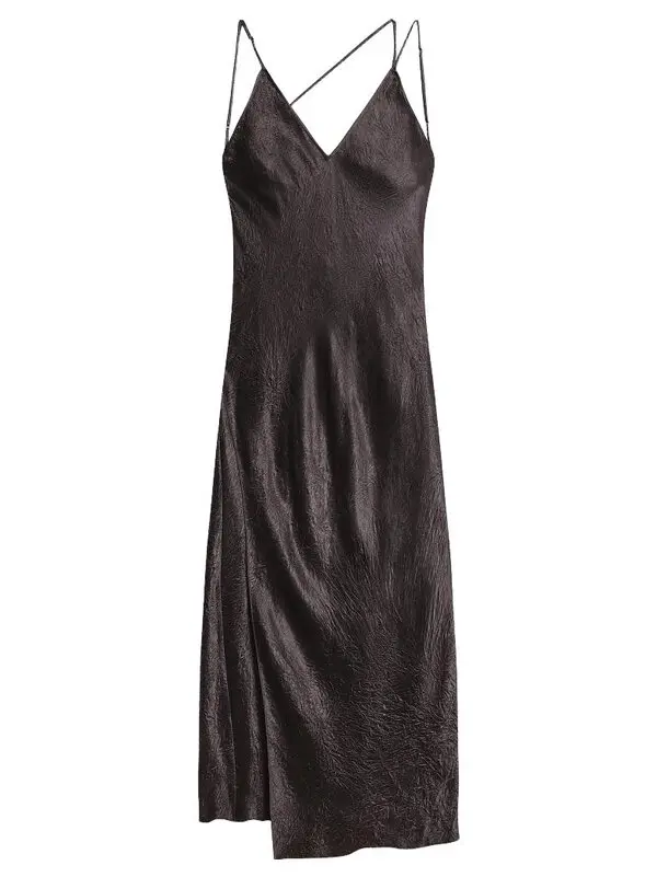 Helmut Lang Crinkled-effect Midi Slipdress - Truffle
