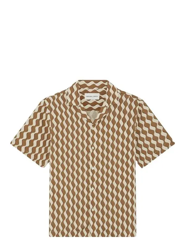 Frescobol Carioca Roberto Listra Print Linen Shirt - Brown
