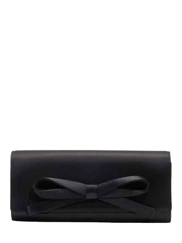 Carolina Herrera Margaret Bow Satin Clutch - Black