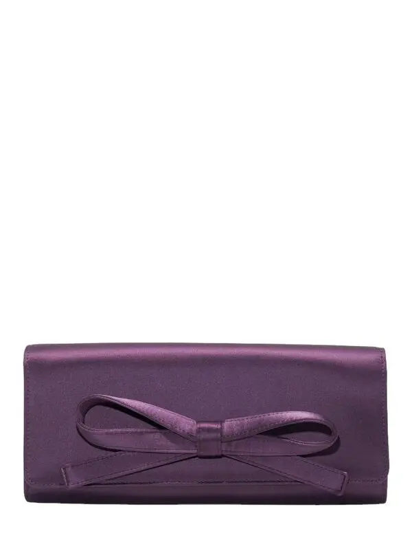 Carolina Herrera Margaret Bow Satin Clutch - Plum