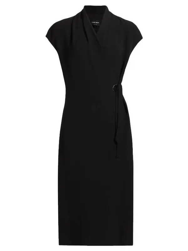 Giorgio Armani Silk Wrap Midi-dress - Black