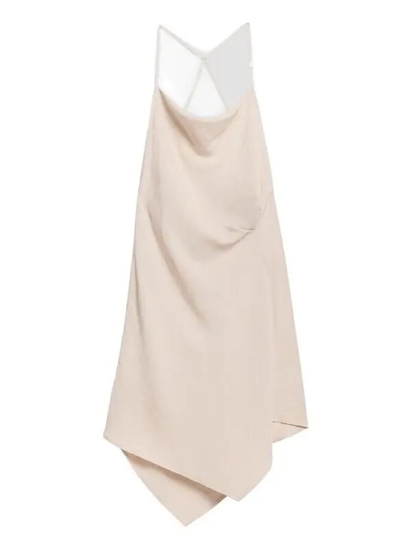 Helmut Lang Knot Open Back Asymmetric Mini-slipdress - Ivory