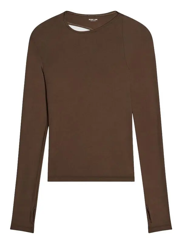 Helmut Lang Asymmetrical Cut-out Jersey Top - Bark