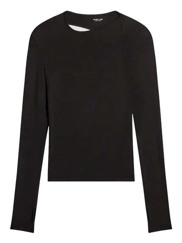 Helmut Lang Asymmetrical Cut-out Jersey Top - Black