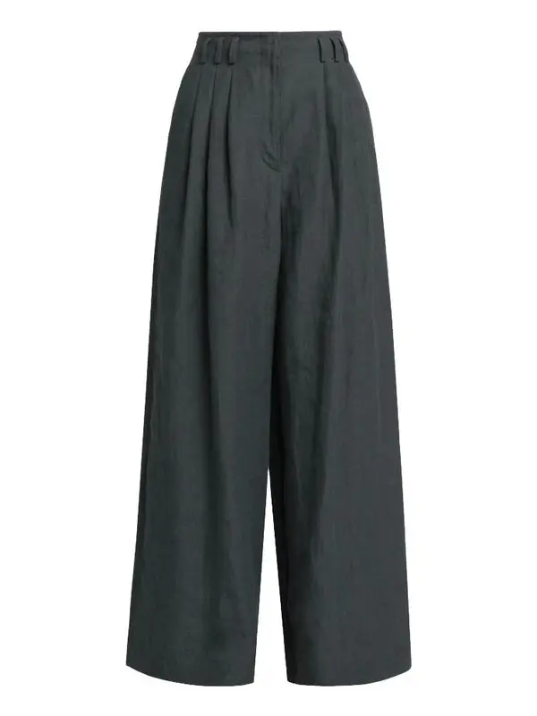 Giorgio Armani Compact Linen Trousers - Forest
