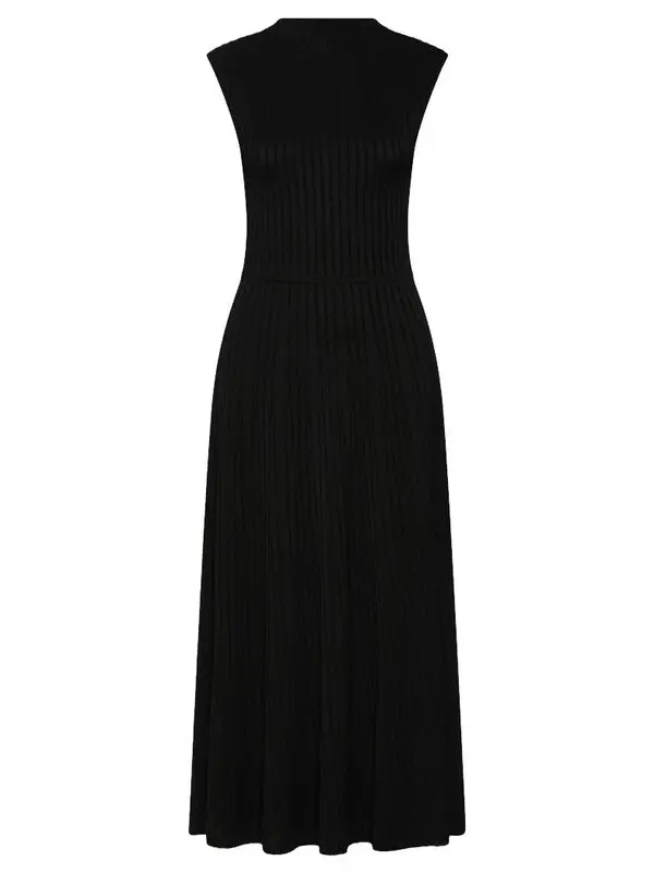 Marella Sleeveless Ribbed Knit Dress - Black