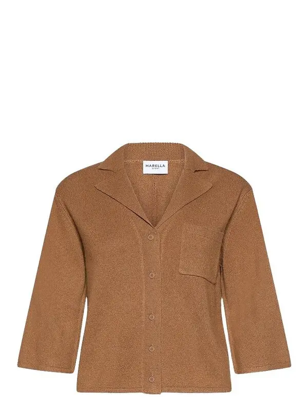 Marella Boxy Cashmere And Wool Shirt Jacket - Camel