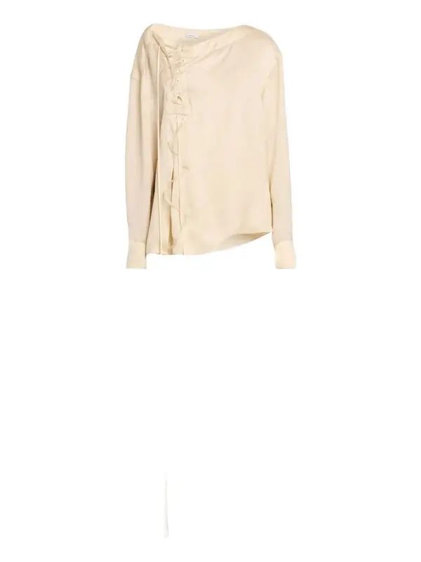 FERRAGAMO Satin Lace-up Blouse - Parchment