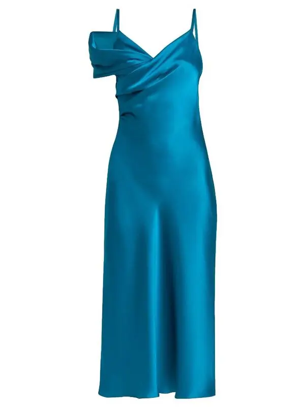 Alberta Ferretti Satin One-shoulder Gown - Blue