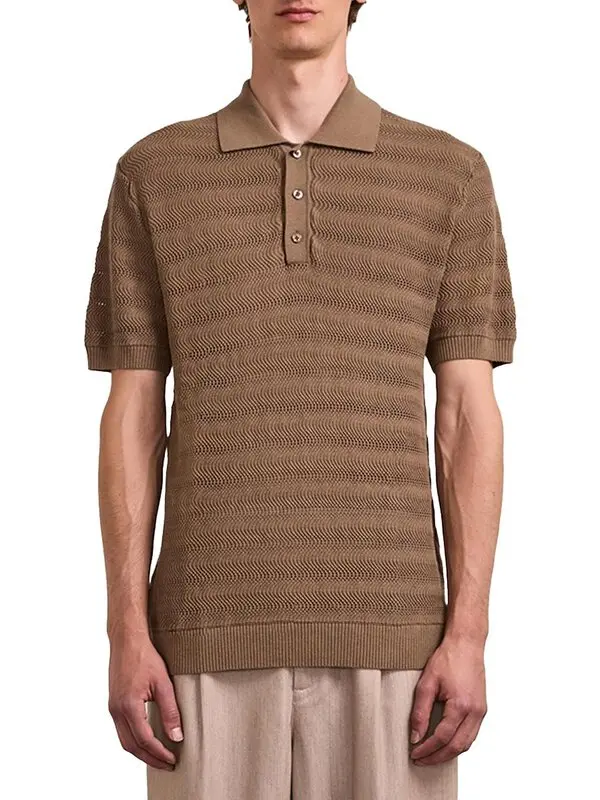 Frescobol Carioca Vidal Cotton Jacquard Polo Shirt - Khaki