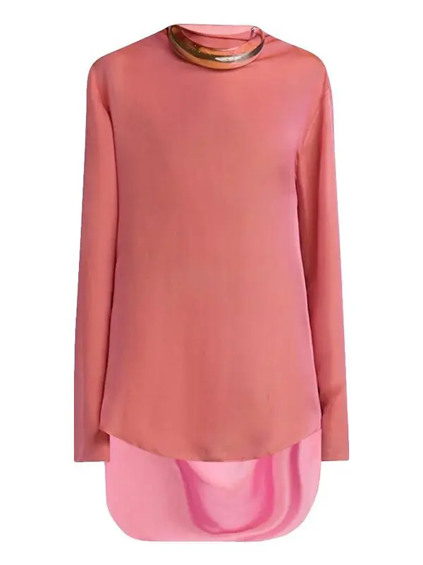 Giorgio Armani Silk Draped High-low Hem Tunic Top - Ibis