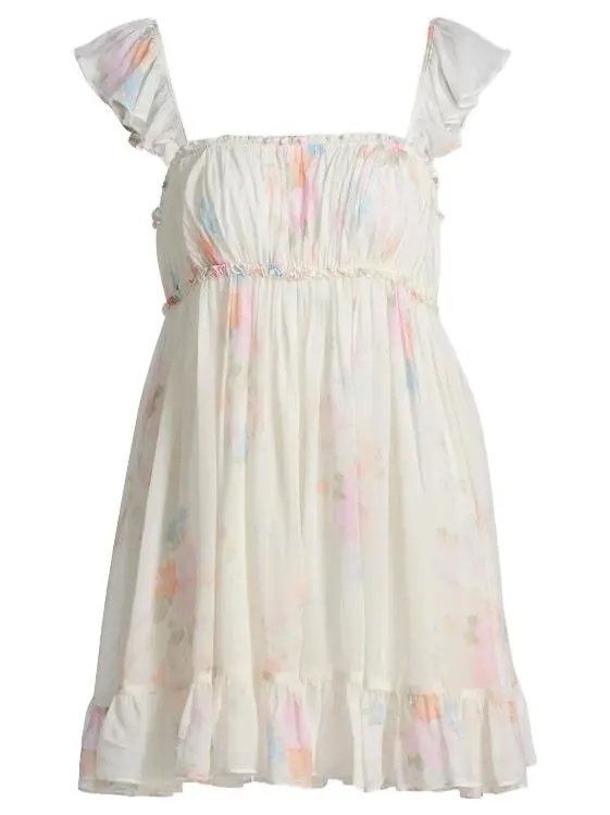 LoveShackFancy Zanira Smocked A-line Minidress - Candied Sugar