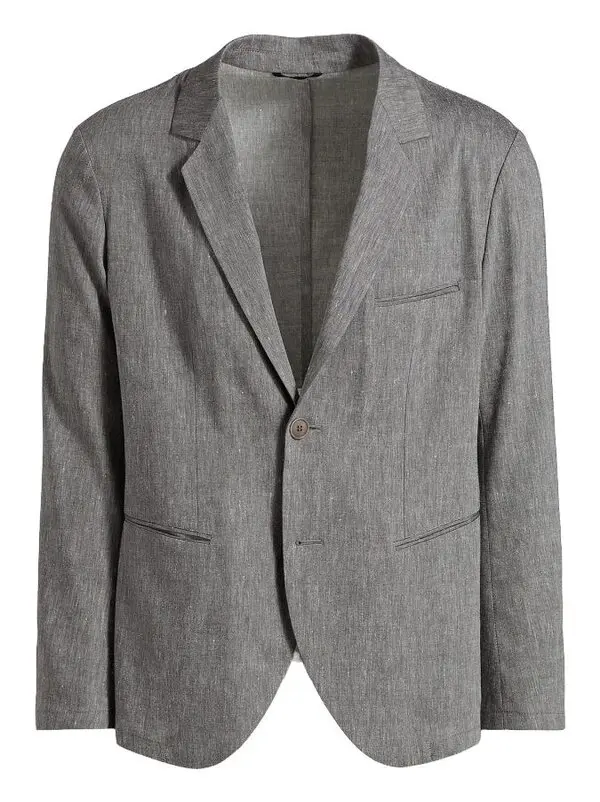 Giorgio Armani Notch Lapel Linen-wool Blazer - Grey