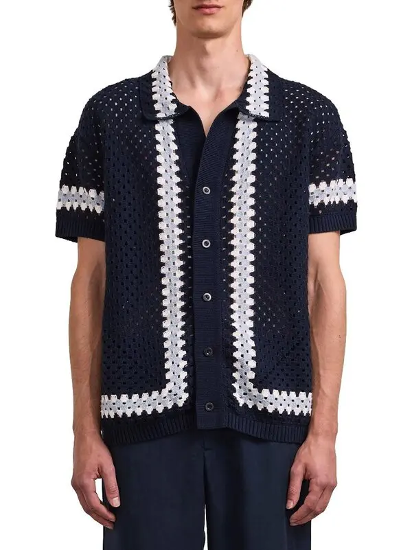 Frescobol Carioca Marques Eyelet Cotton Cardigan - Navy