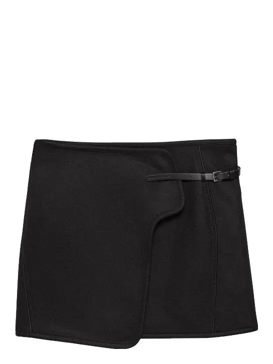 Helmut Lang Saddle Wool-blend Wrap Mini Skirt - Black