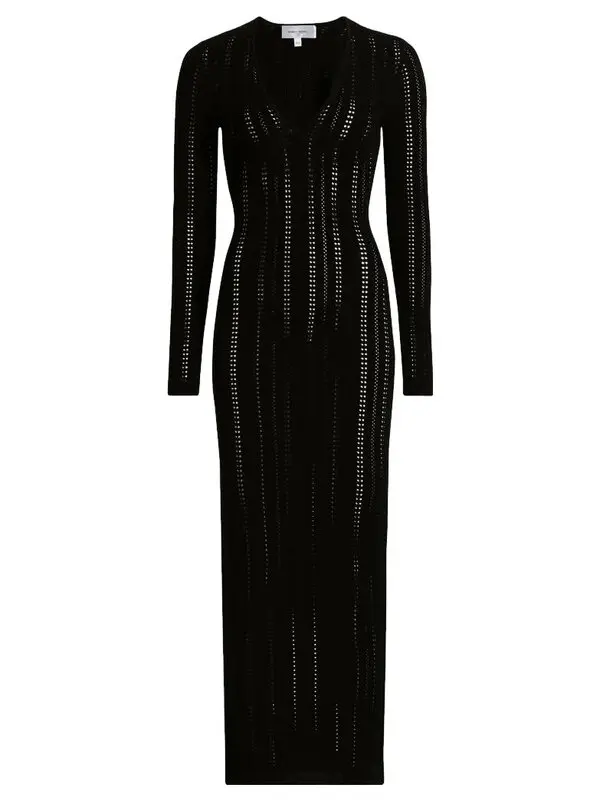 Ronny Kobo Sai V-neck Knit Maxi Dress - Black