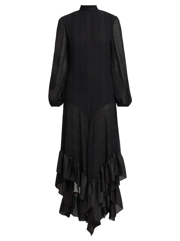 Philosophy Di Lorenzo Serafini Ruffled Silk Tie-back Maxi Dress - Black