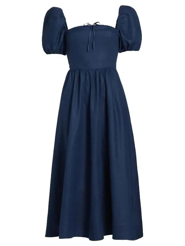 REFORMATION Marella Linen Midi-dress - Danube