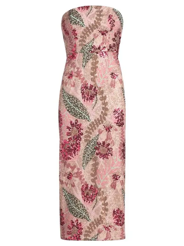 MILLY Esmeralda Sequined Bandeau Midi-dress - Multi
