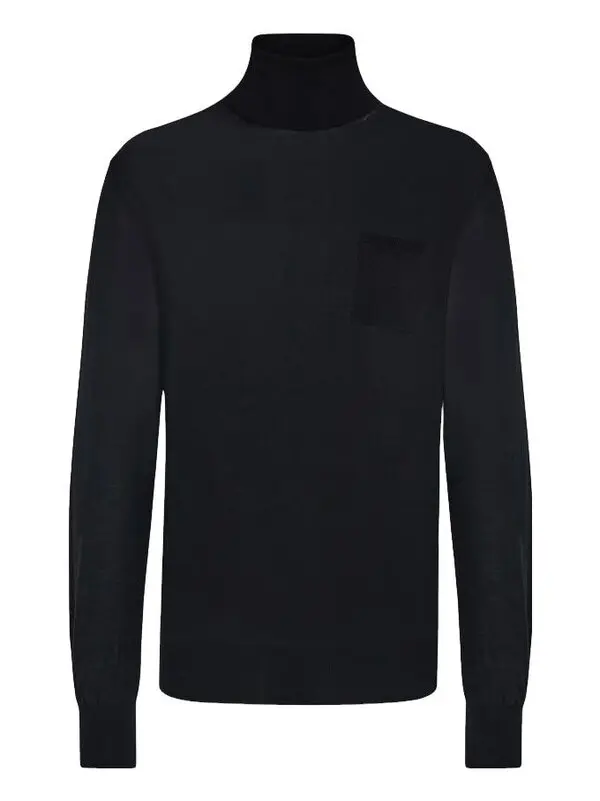 FERRAGAMO Mock Turtleneck Wool Sweater - Nero