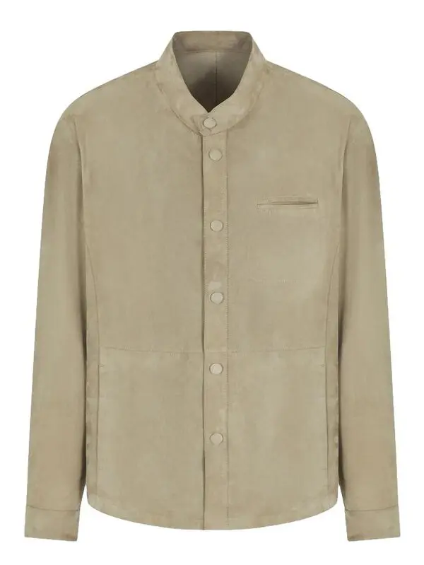 Giorgio Armani Suede Snap-front Jacket - Tan