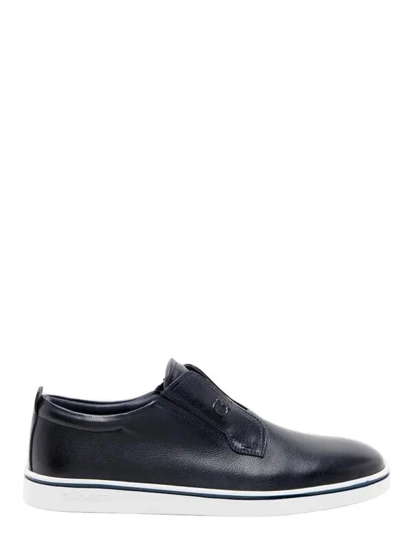 FERRAGAMO Alfievit Leather Slip-on Sneakers - Navy