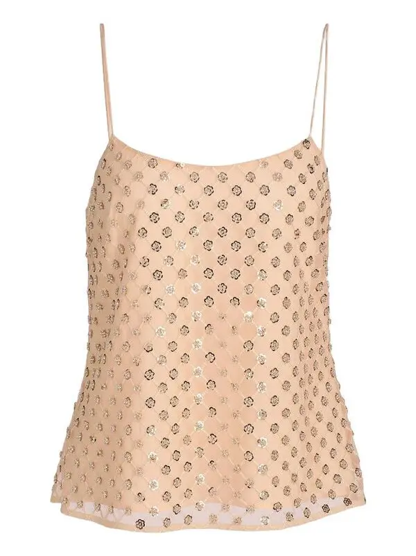 MILLY Rylan Sequined-beaded Tank - Tan