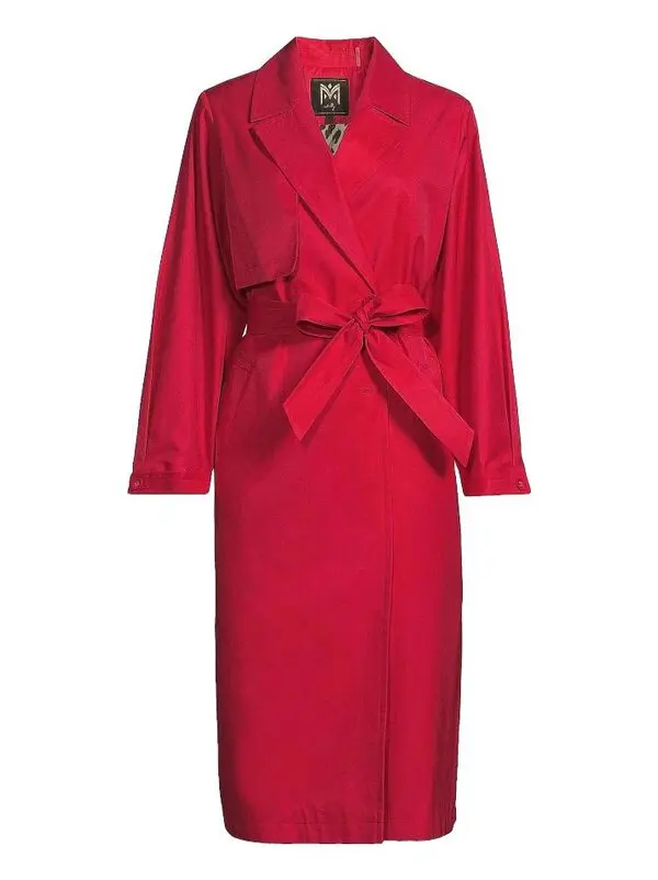 MILLY One Shield Belted Trench Coat - Red