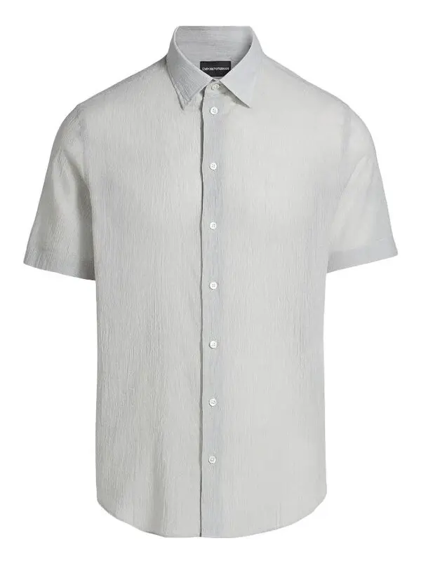 Emporio Armani Solid Cotton Button-front Shirt - Blue