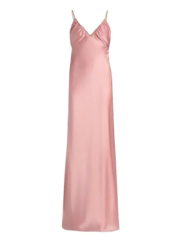 LoveShackFancy Mystara Satin Maxi Slipdress - Pink
