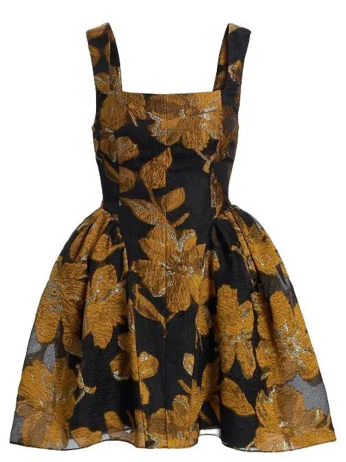 MILLY Erin Floral Brocade Minidress - Black Multi