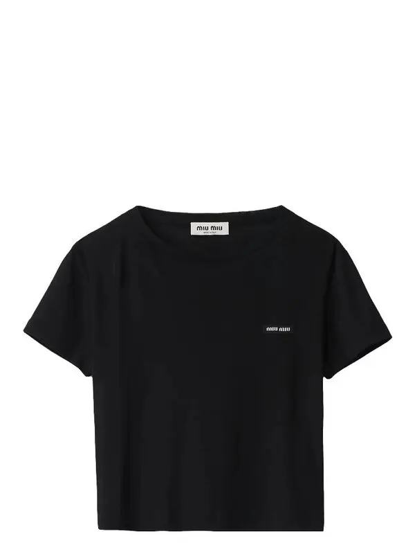 Miu Miu Ribbed Jersey T-shirt - Black