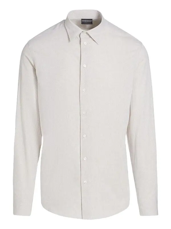 Emporio Armani Linen-cotton Cross-stitch Shirt - Tan