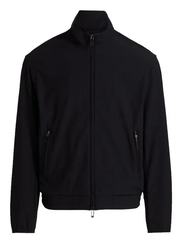 Emporio Armani Stretch Nylon Zip-front Jacket - Black