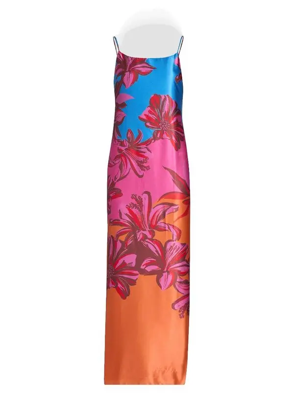 MILLY Lily Sunset Floral Satin Slip Maxi Dress - Multi