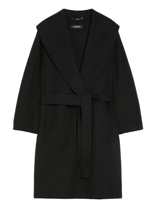 Max Mara Double Faced Wool Robe Coat - Black
