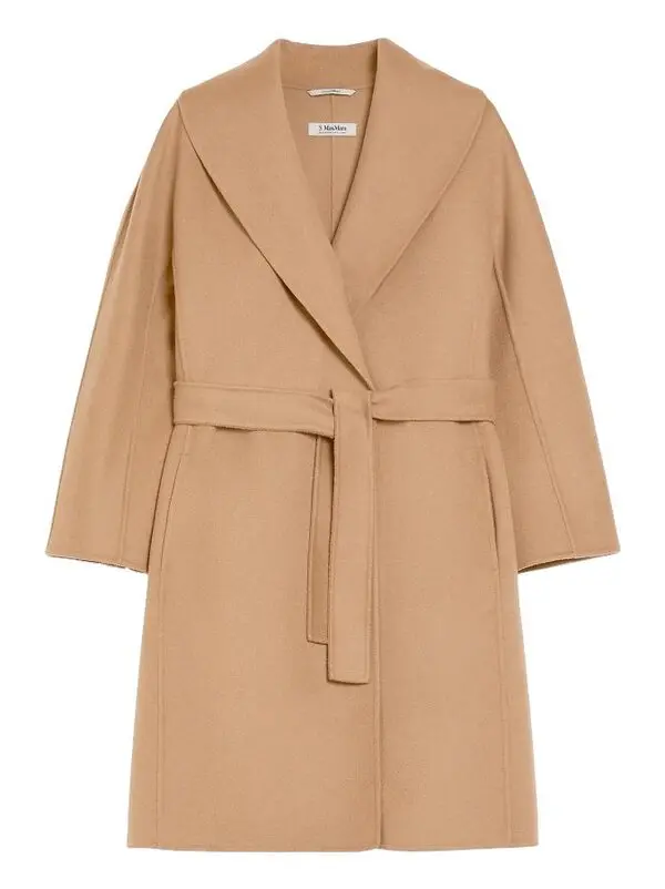Max Mara Double Faced Wool Robe Coat - Camel