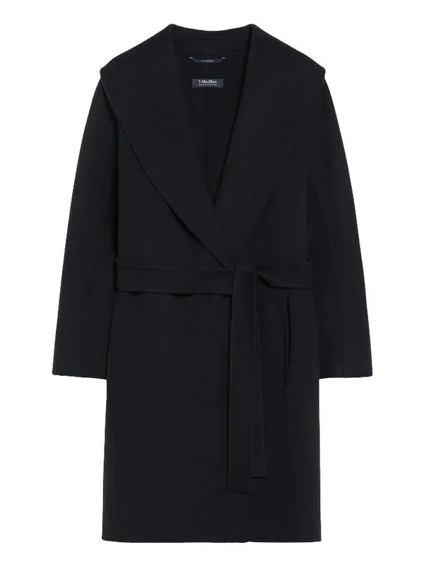 Max Mara Double Faced Wool Robe Coat - Midnight Blue