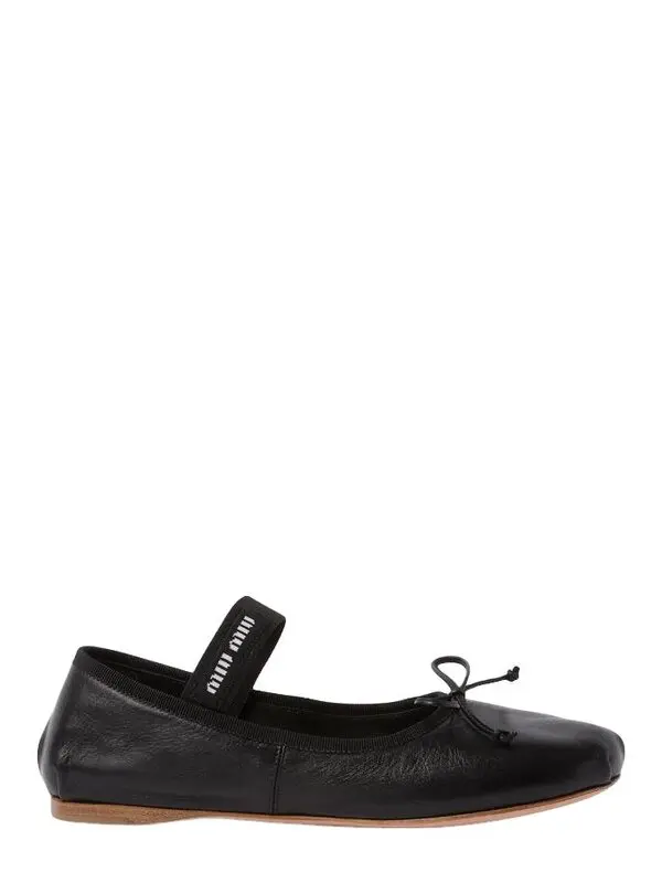 Miu Miu Leather Ballerinas - Black
