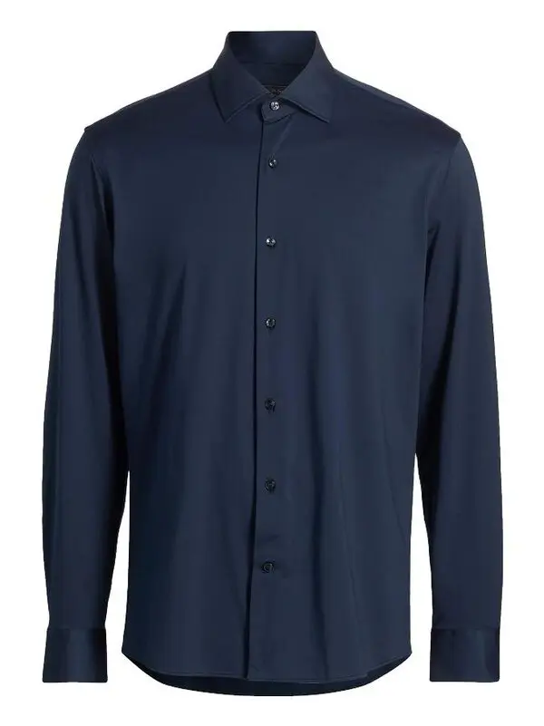 SAKS FIFTH AVENUE Collection Stretch Solid Shirt - Navy
