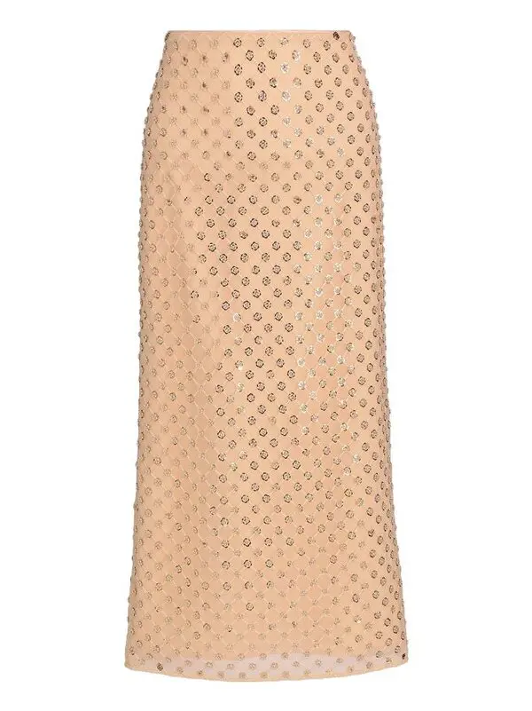 MILLY Rosemary Sequined Midi-skirt - Tan