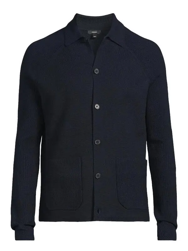 REISS Fitzgerald Button-front Cardigan - Navy Blue