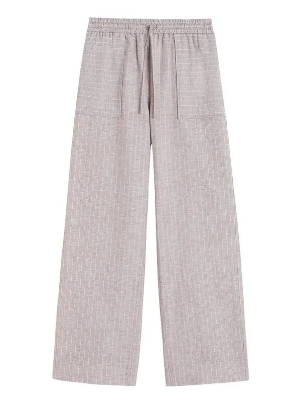 Max Mara Striped Cotton And Linen Trousers - Beige